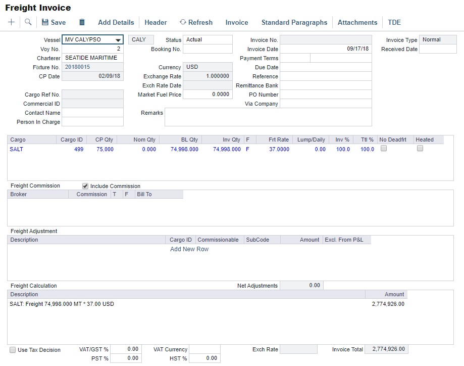 IMOS - Freight Invoice